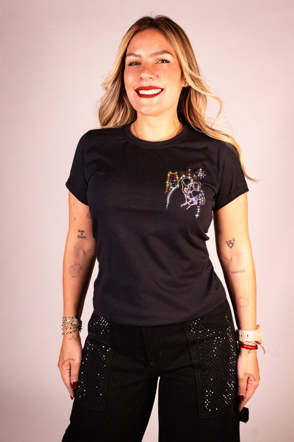 Chinita Puente Basic Color Negro Corte Silueta | AmenaidaG